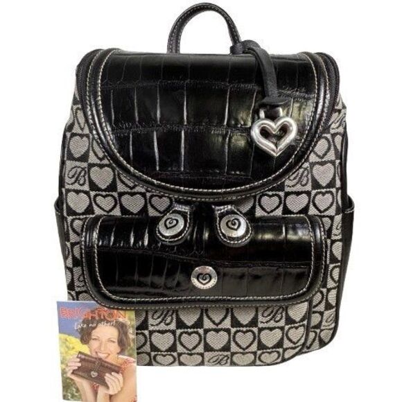 Brighton | Bags | Brighton Julia Signature Canvas Croc Leather Backpack ...